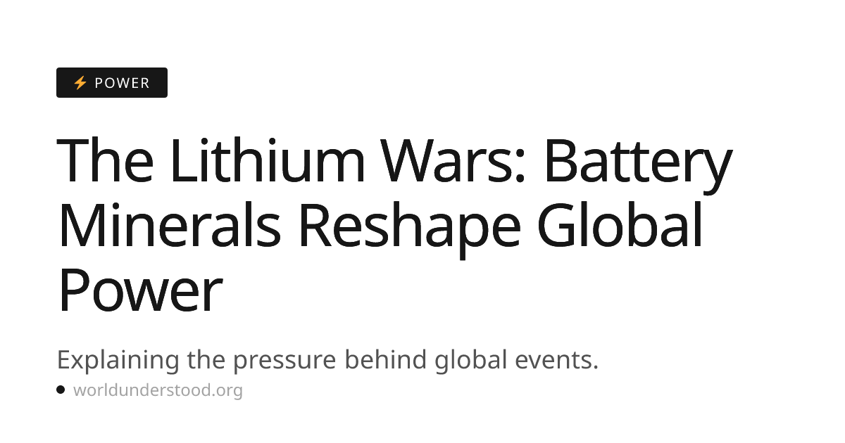 The Lithium Wars: Battery Minerals Reshape Global Power | WorldUnderstood
