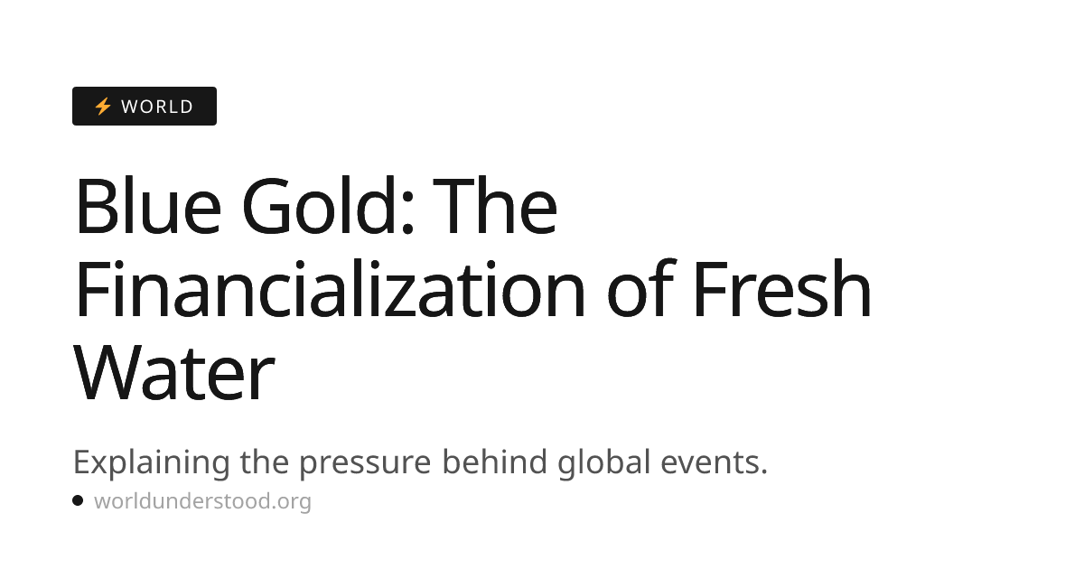 Blue Gold: The Financialization of Fresh Water | WorldUnderstood