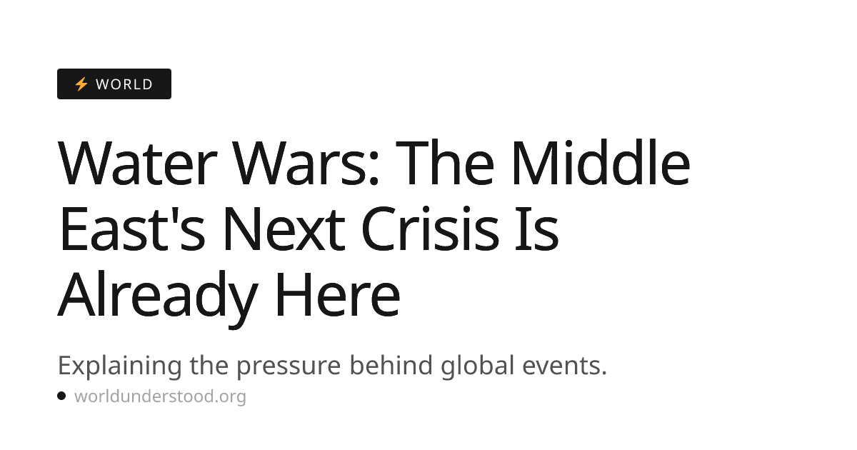 Water Wars: The Middle East's Next Crisis Is Already Here | WorldUnderstood